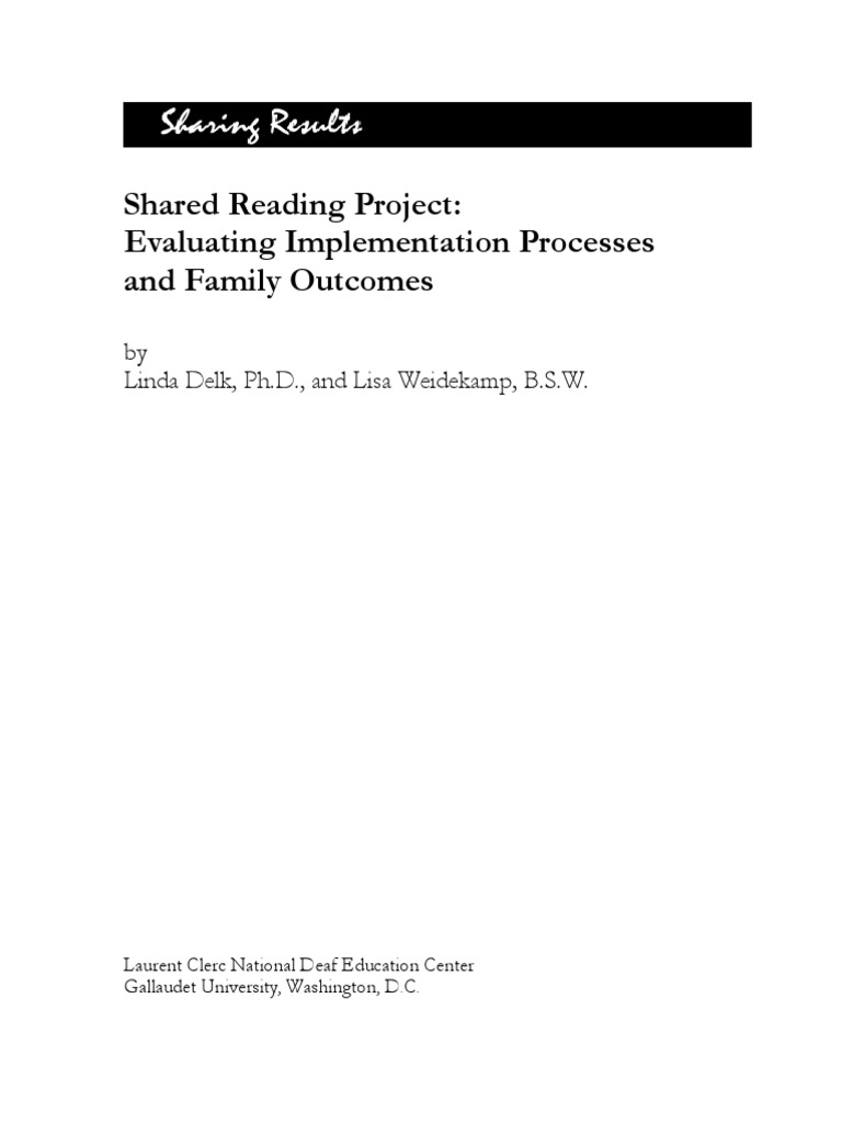 Shared Reading Project: Evaluating Implementation Processes and Family ...