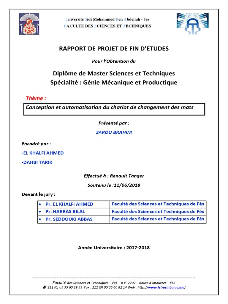 Conception Et Automatisation Du Chariot de Changement Des Mats - Brahim ...