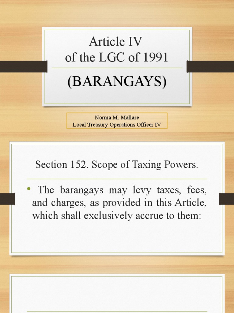 Barangay Taxation and Revenue Code | PDF | Taxes | Fee