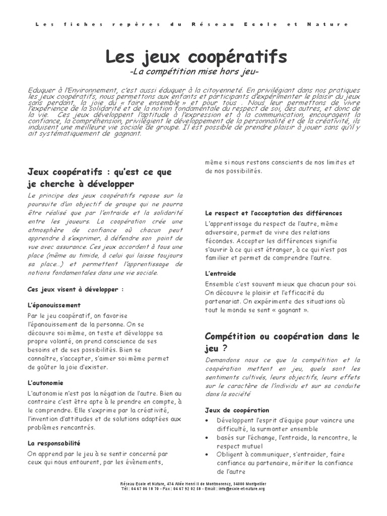 Jeux Coopératifs | PDF
