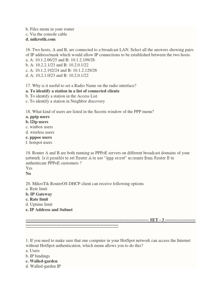 Mikrotik Mtcna Test 6 10 | PDF | Internet Protocol Suite | Internet ...