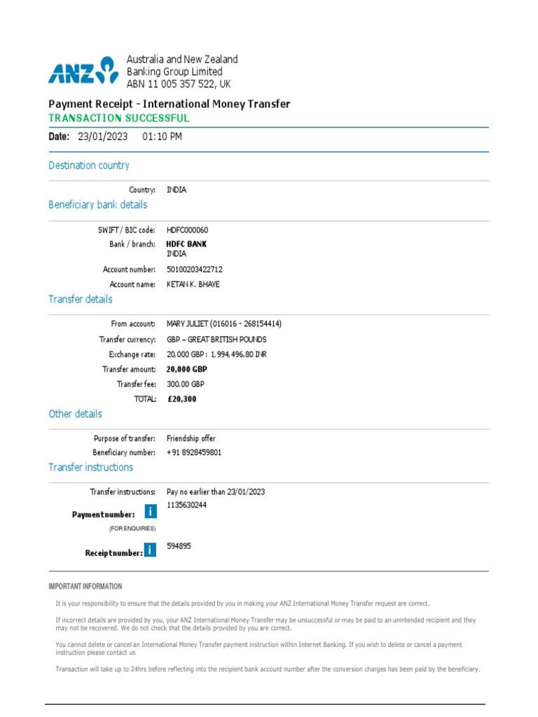 MoneypTransfer Receipt | PDF