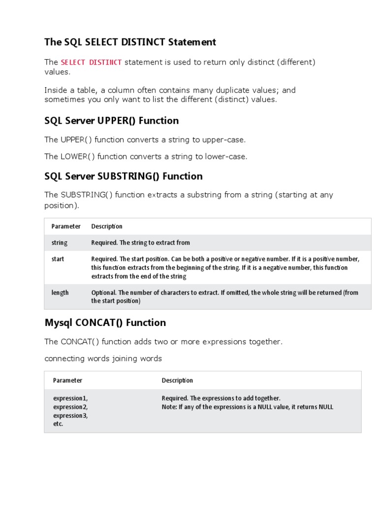 Select Statement Notes | PDF Select Statement Notes | PDF