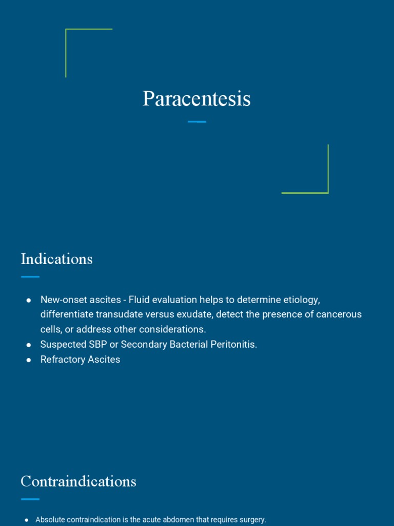 Paracentesis | PDF | Gastroenterology | Medicine