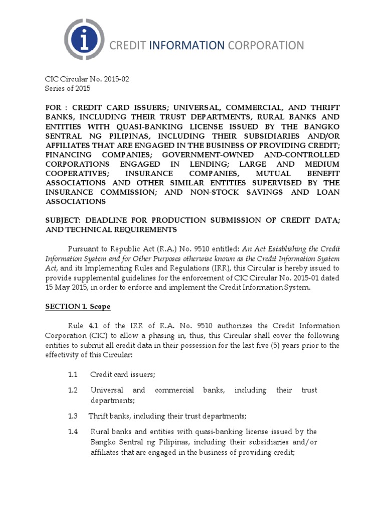 CIC Circular No. 2015 02 Series of 2015 (With Annex A & B) | PDF | File ...