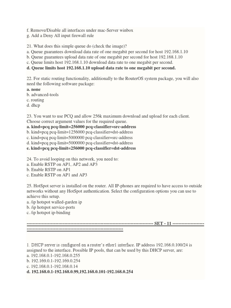 Mikrotik Mtcna Test 36 40 | PDF | Ip Address | Router (Computing)