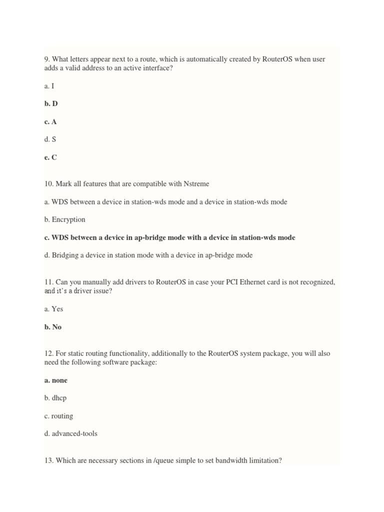 Mikrotik Mtcna Test 45 50 | PDF