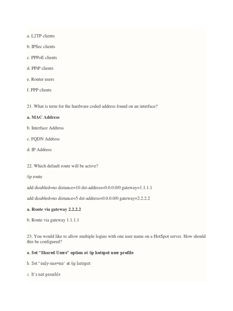 Mikrotik Mtcna Test 61 65 | PDF
