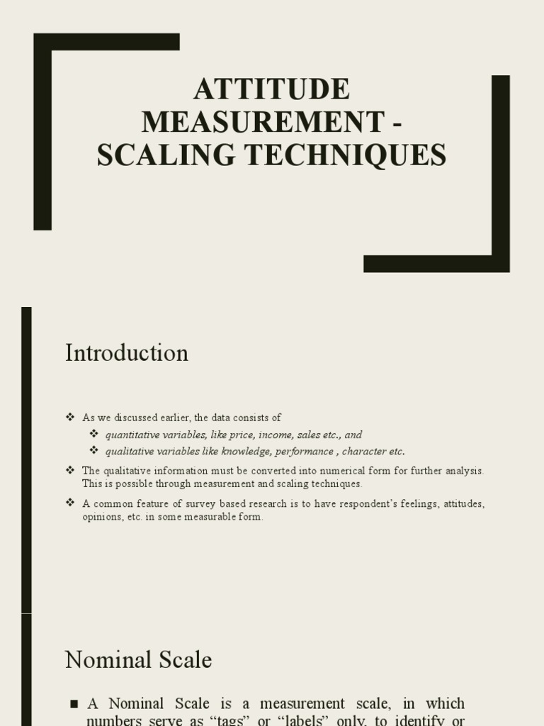 Attitude Measurement - Scaling Techniques | PDF | Level Of Measurement | Statistics