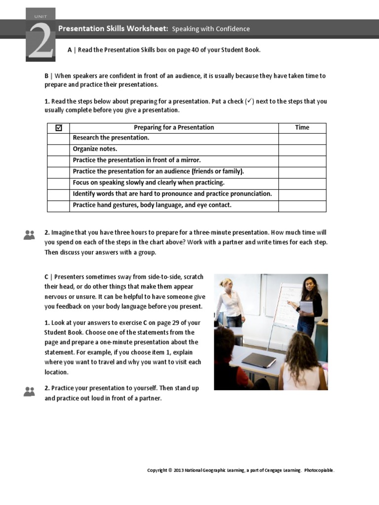 PW4 - Unit 2 - Presentation Skills Worksheet | PDF | Body Language ...
