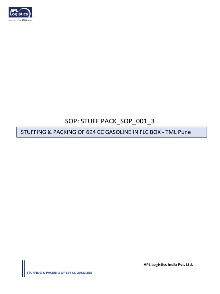 Gasoline Packing SOP for APLL Staff | PDF | Home & Garden