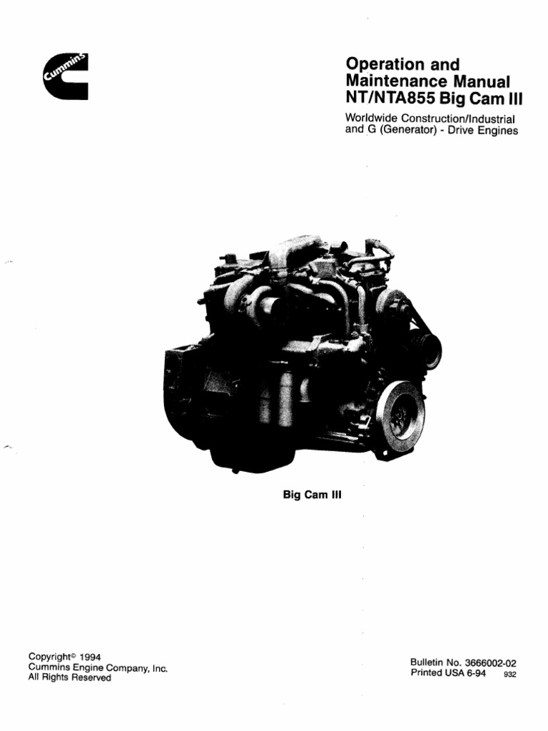 Operation and Maintenance Manual NT - NTA855 | PDF