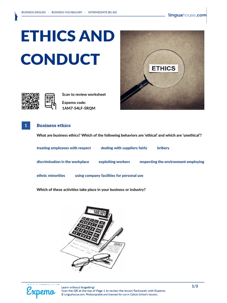 Ethics and Conduct American English Teacher | PDF | Fair Trade ...