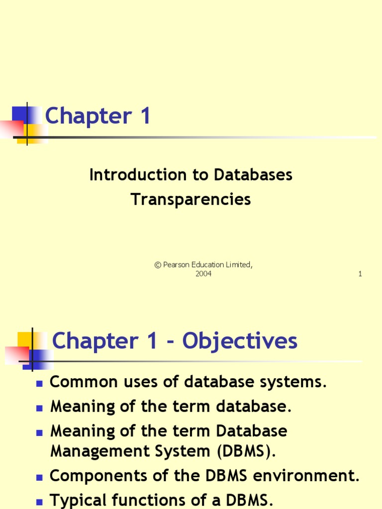 Introduction To Databases Transparencies: © Pearson Education Limited ...