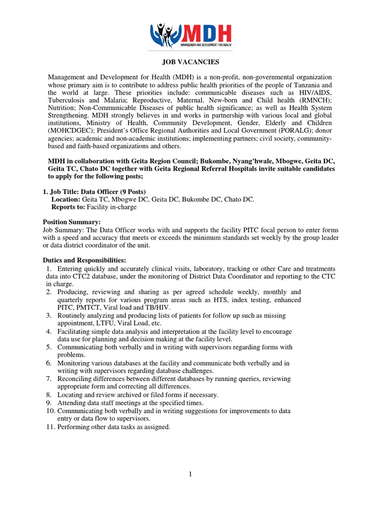 MDH Nafasi Za Kazi Feb2023 | PDF | Pharmacy | Nursing