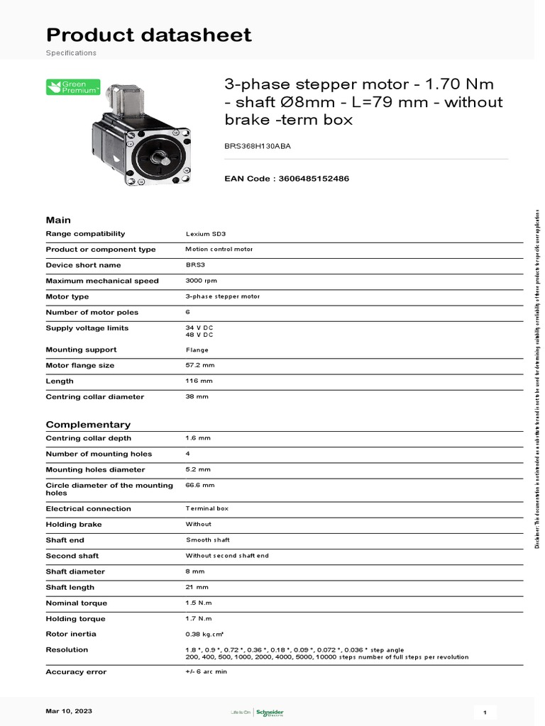 Lexium SD3 & Motors - BRS368H130ABA | PDF | Electric Motor | Electrical ...