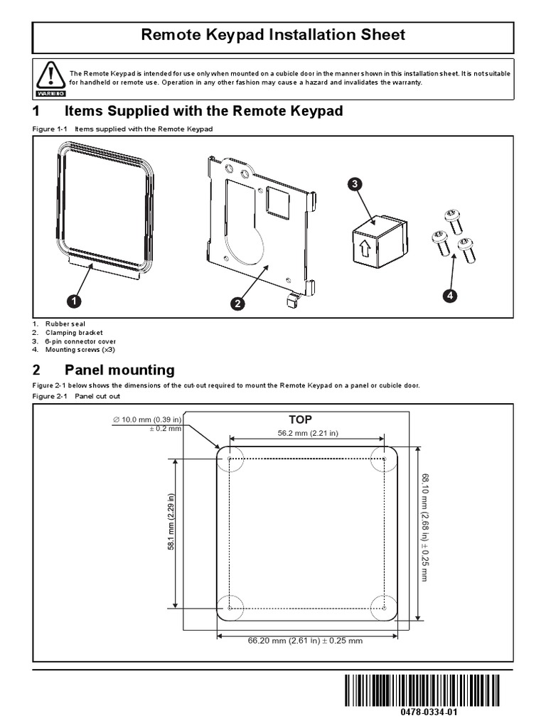 Remote Keypad Installation Sheet English Issue 1 (0478-0334-01) | PDF | Electrical Connector ...