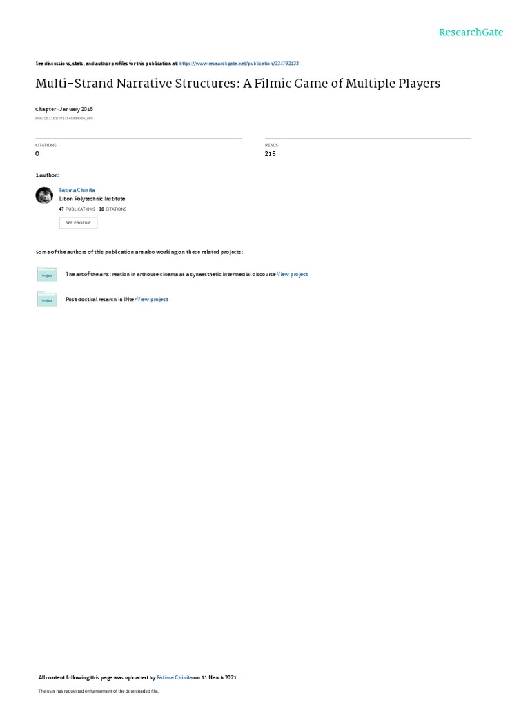 Multi-Strand Narrative Structures: A Filmic Game of Multiple Players ...
