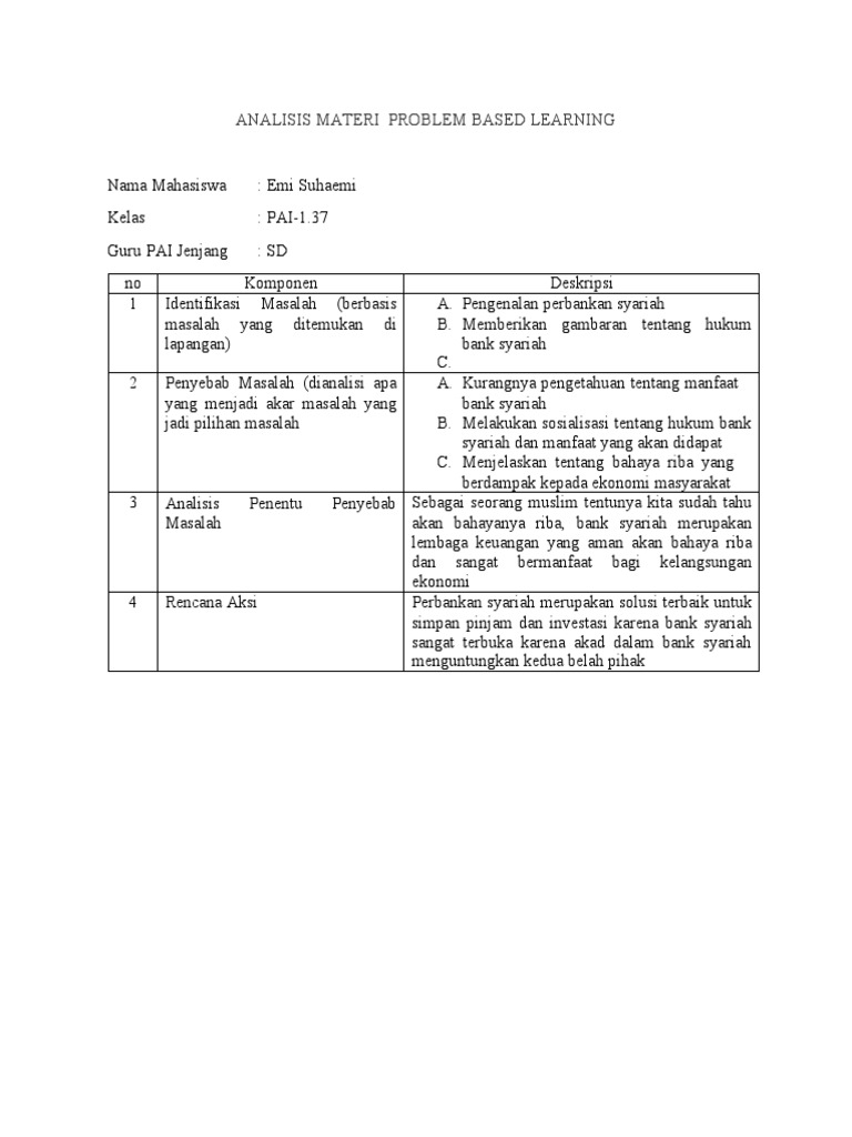 Analisis Materi Problem Based Learning | PDF