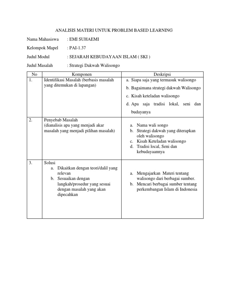 Analisis Materi Untuk Problem Based Learning | PDF