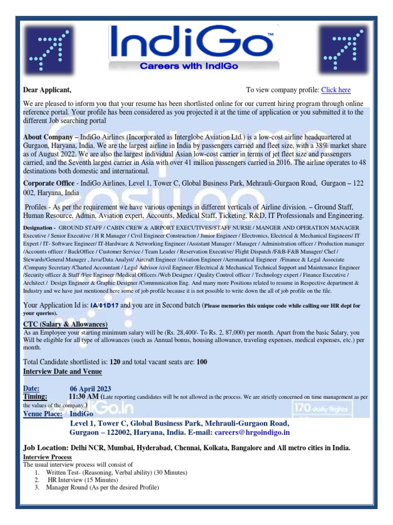 Indigo Invitation Letter | PDF