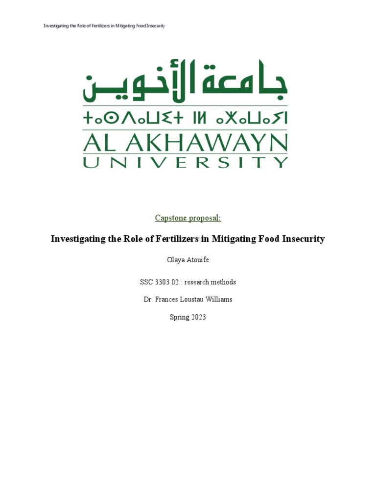 Capstone Proposal Investigating the Role of Fertilizers in Mitigating ...