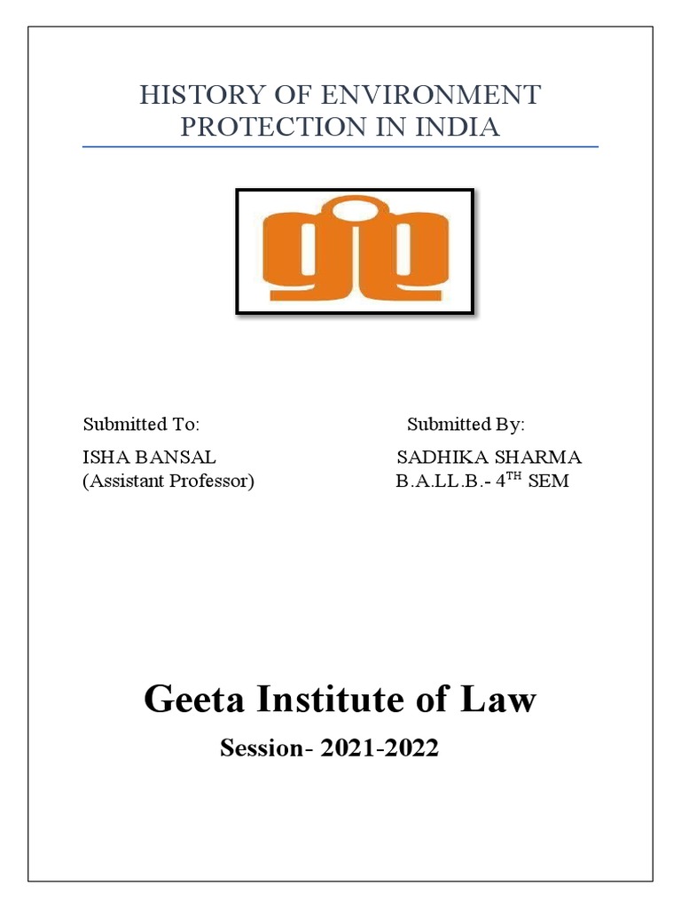 History of Environmental Protection in India | PDF | Environmental ...