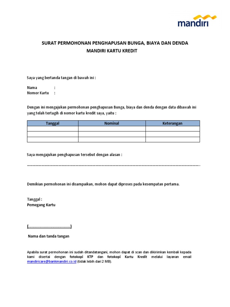 Surat Permohonan Penghapusan Bunga Biaya Dan Denda | PDF