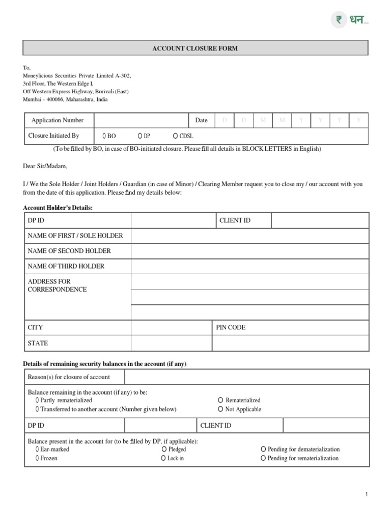 Revised Closure Form | PDF | Service Industries