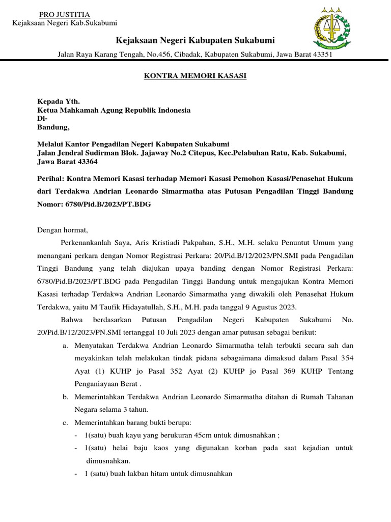 Contoh Permohonan Kasasi | PDF