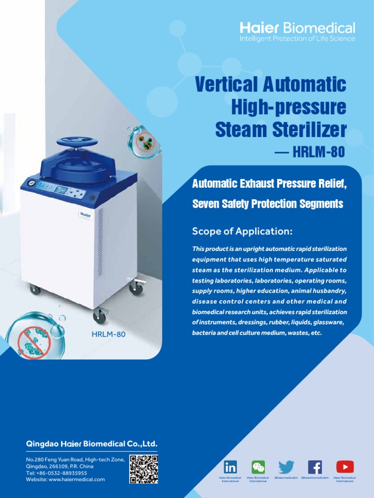 High Pressure Steam Sterilizer HRLM-80 | PDF | Sterilization (Microbiology) | Door