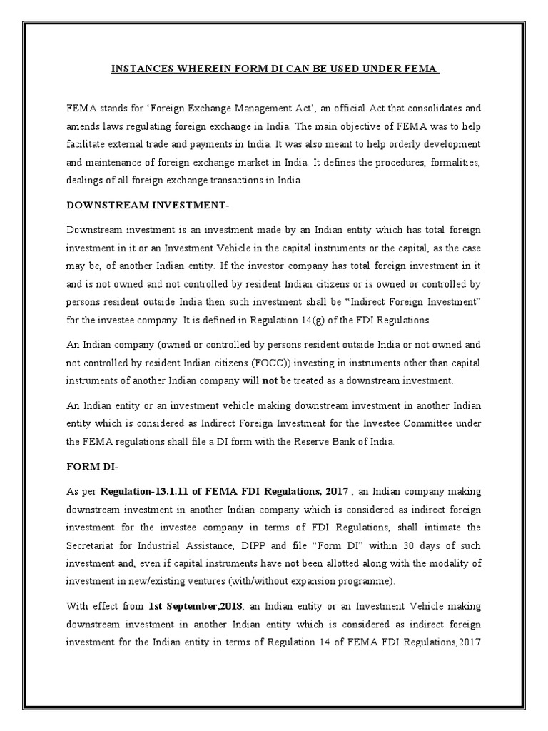 DI form under FEMA- Research | PDF | Economies | Business