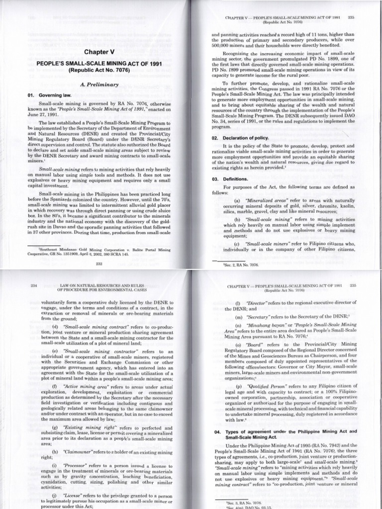 People's Small-Scale Mining Act | PDF | Mining | Royalty Payment