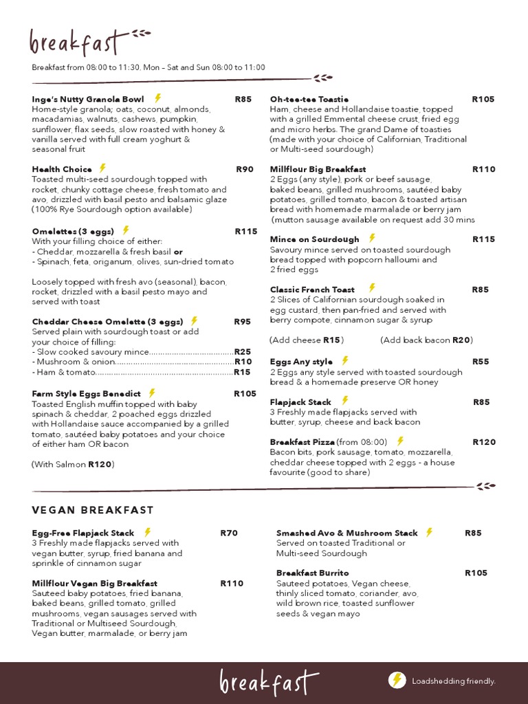 Millflour Cafe Menu | PDF