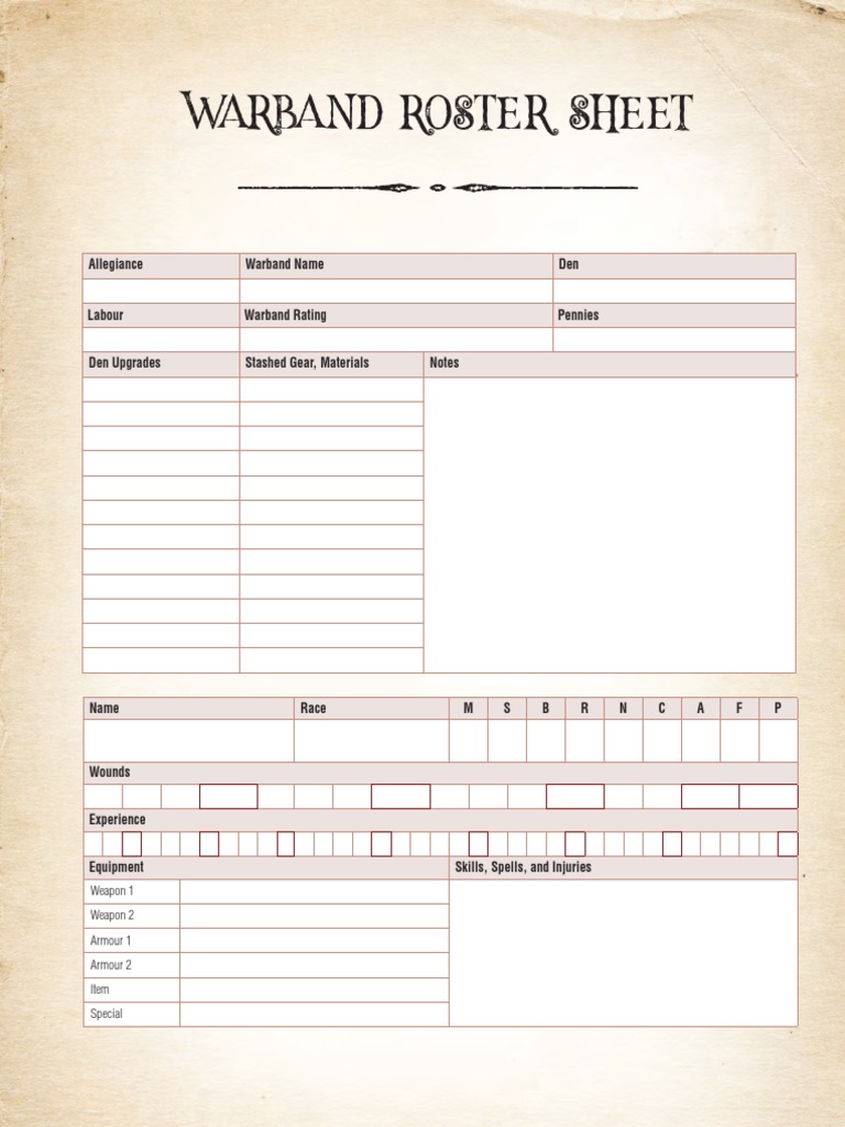 Burrows & Badgers - Warband Roster | PDF | Military Technology ...