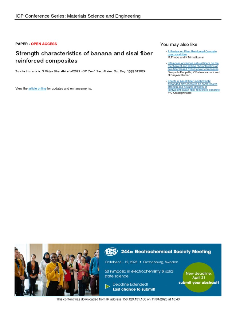 Vidya Bharathi 2021 IOP Conf. Ser. Mater. Sci. Eng. 1055 012024 | PDF | Strength Of Materials ...