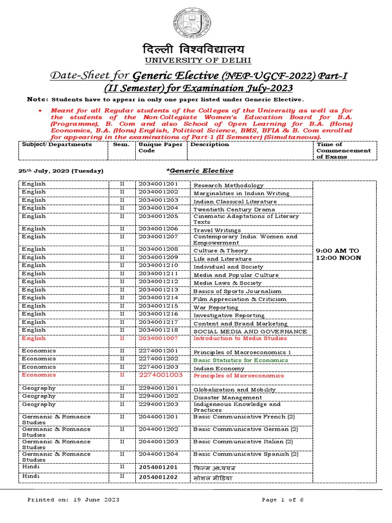 2023 06 19 Date Sheet Generci Elective 23 Sem Ii Pdf Chemistry