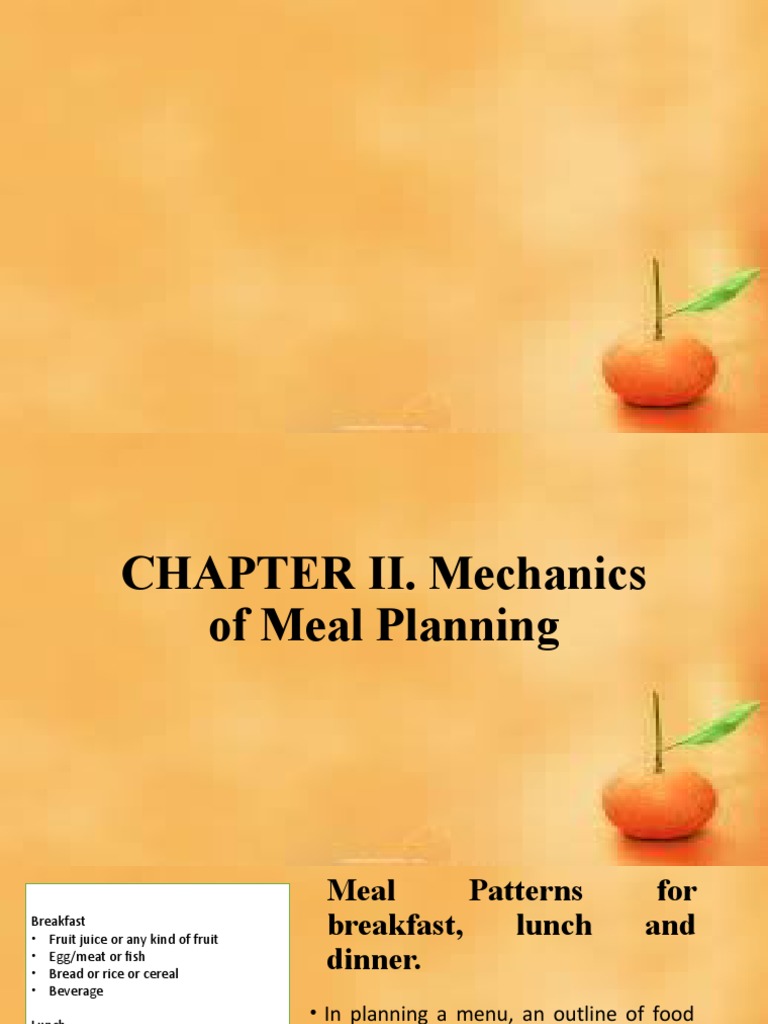 Chapter 2 Meal Management | PDF | Meal | Lunch