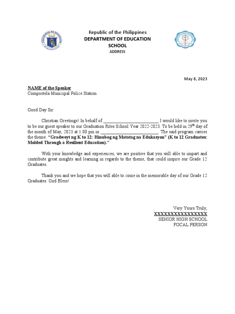 Letter For Guest Speaker | PDF