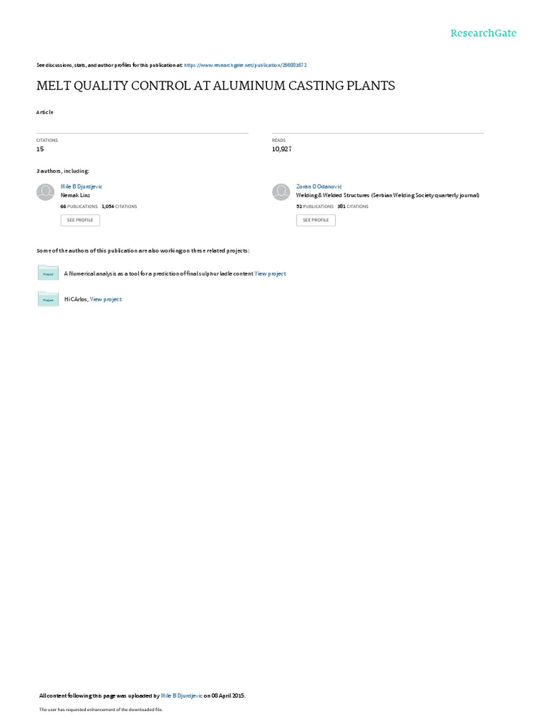 Aluminum Casting Quality Control | PDF | Casting (Metalworking) | Foundry