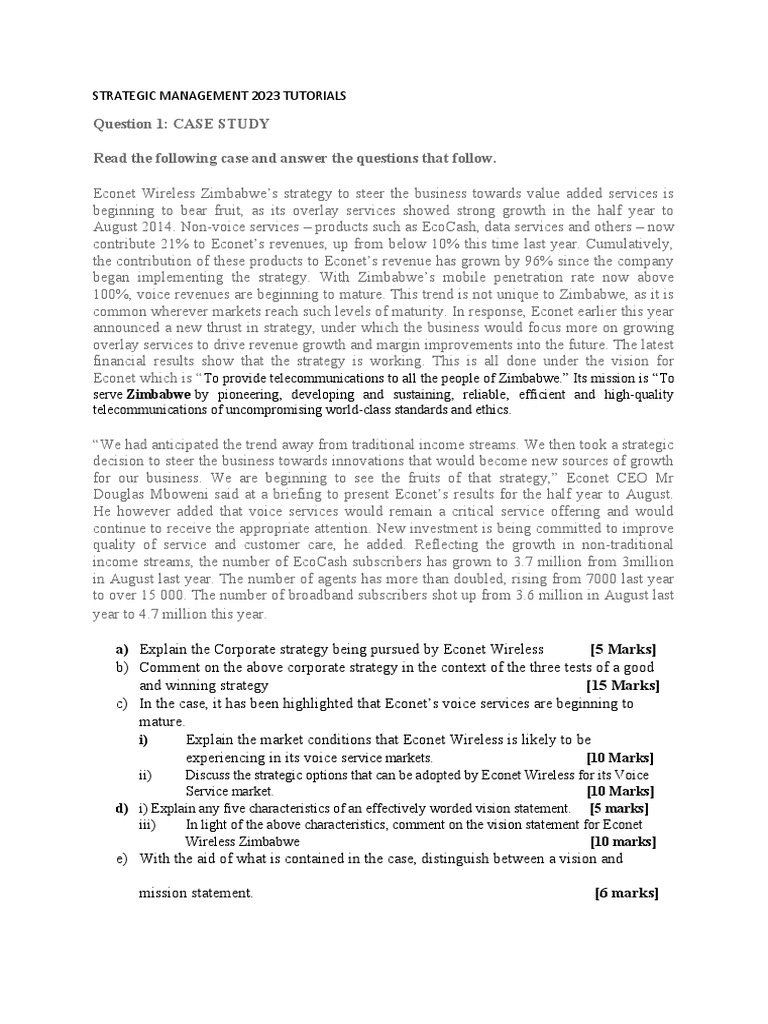 MBL 514 Tutorial Questions-2 SM3 | PDF | Strategic Management | Business Economics