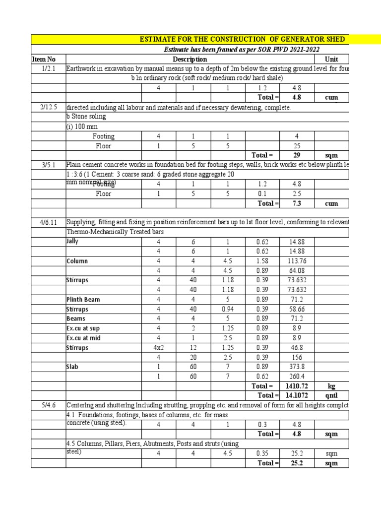 GEnerator Shed | PDF | Concrete | Column