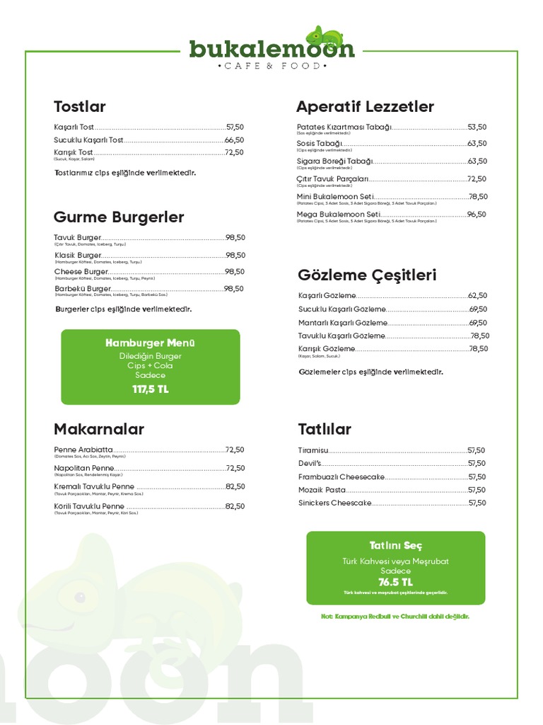 Menu Bu Kale Moon 222 | PDF