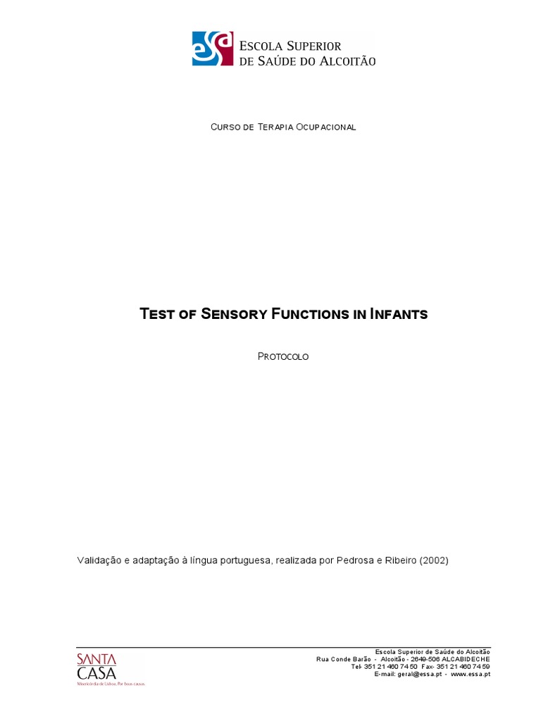 TSFI - Protocolo TEST OF SENSORY FUNCTIONS IN INFANTS | PDF
