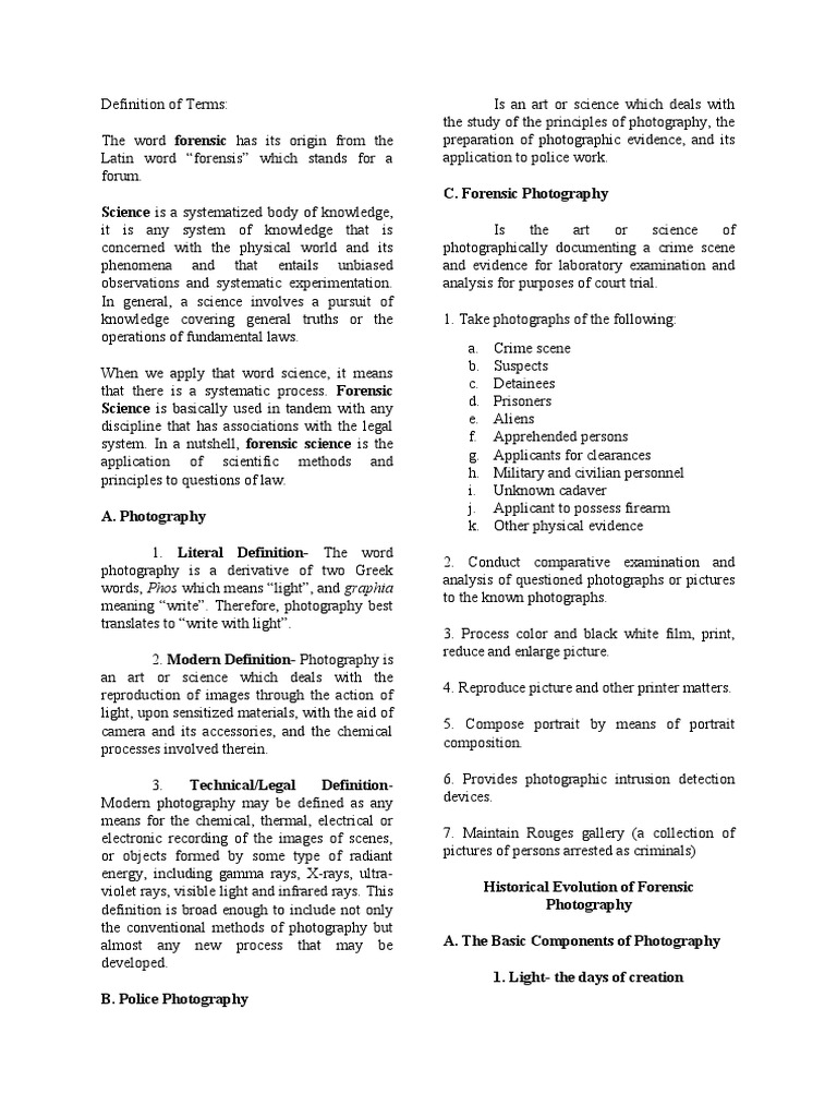 Definition of Terms Fosc History | PDF | Forensic Science | Imaging