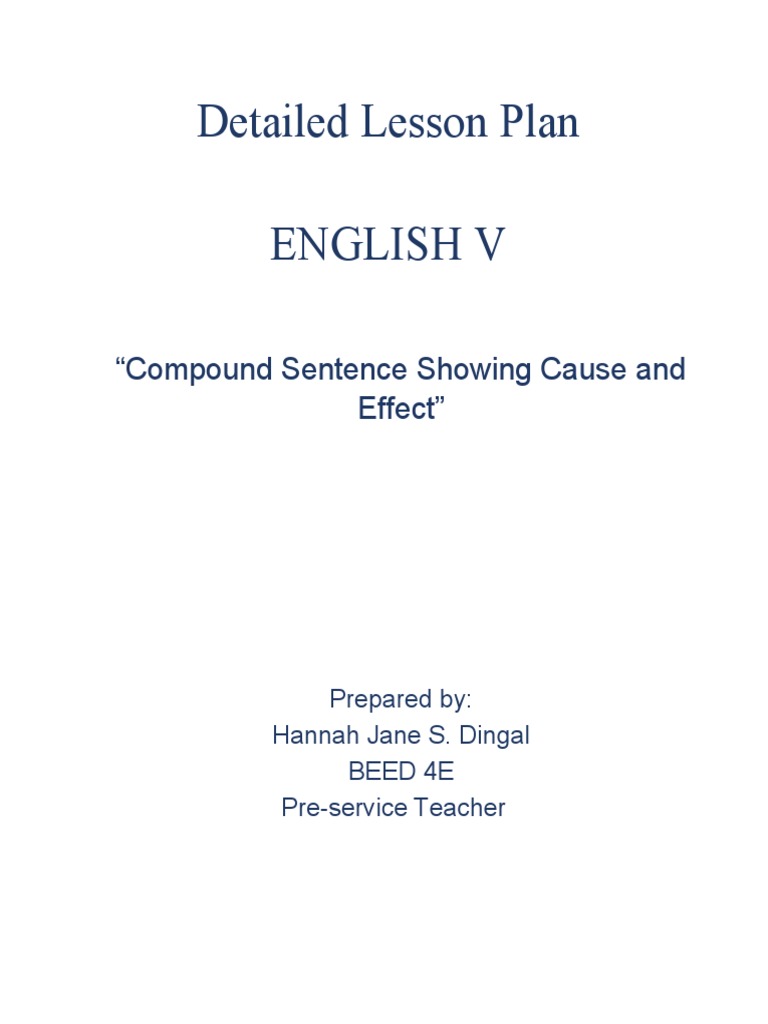 WEEK 2 ENGLISH 5 Compound Sentence Showing Cause and Effect | PDF ...