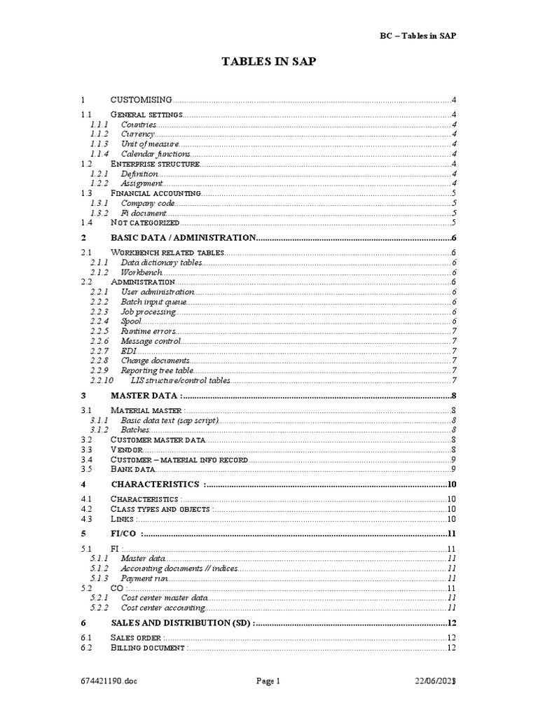 Sap Tables Pdf Business Process Business Economics