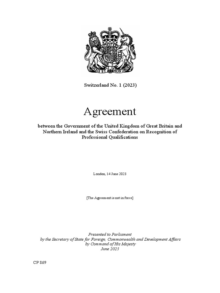 CS Switzerland 1.2023 UK Swiss Agreement Recognition Professional ...