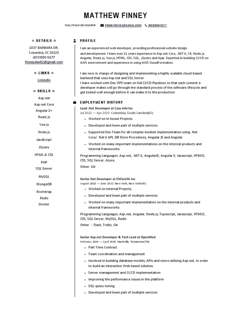 Resume Matthew | PDF | Computer Programming | Java Script