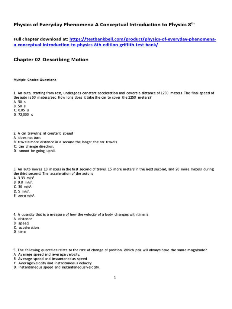 Physics of Everyday Phenomena A Conceptual Introduction To Physics 8th ...